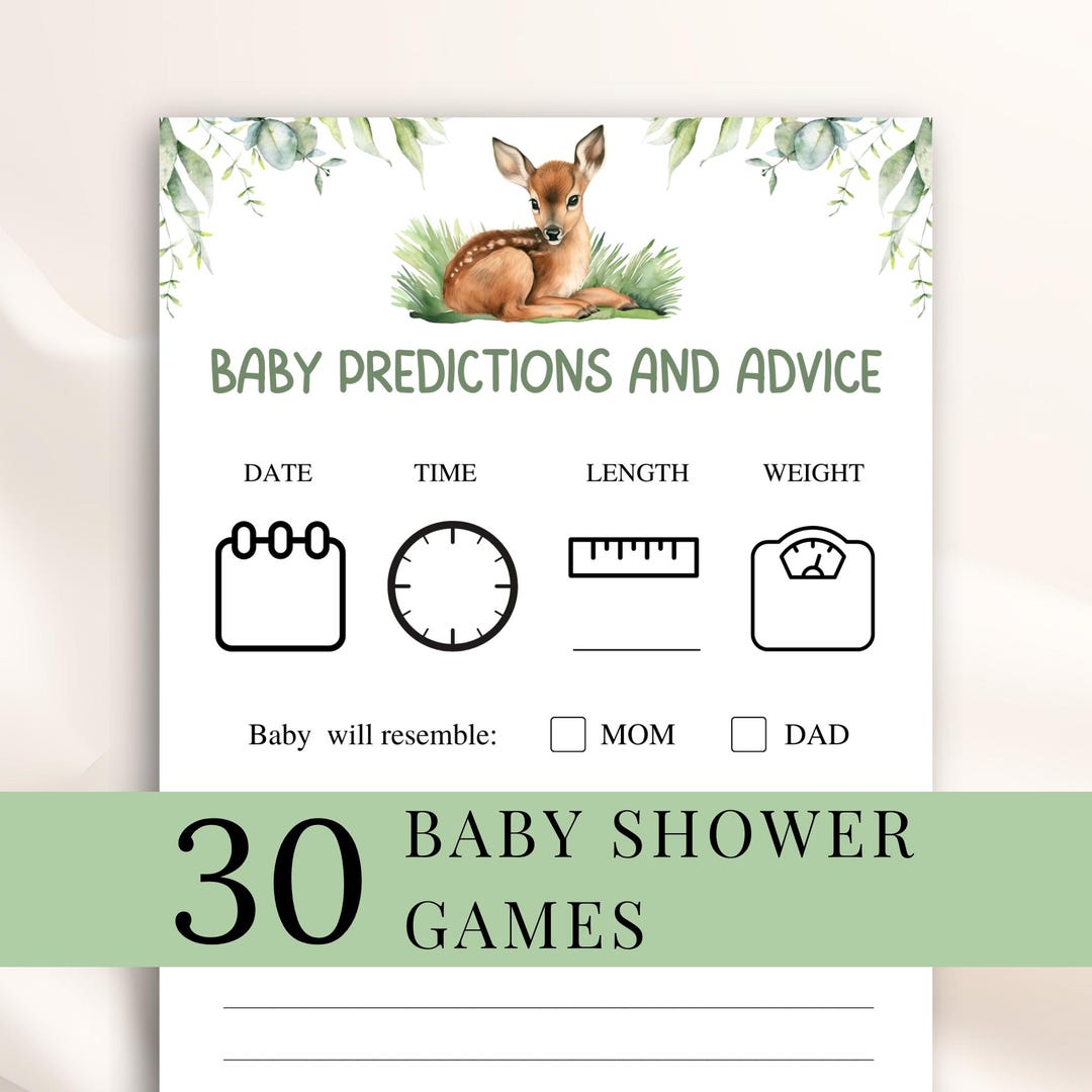 30 Printable Deer Baby Shower Games: Woodland Themed Game Bundle ...