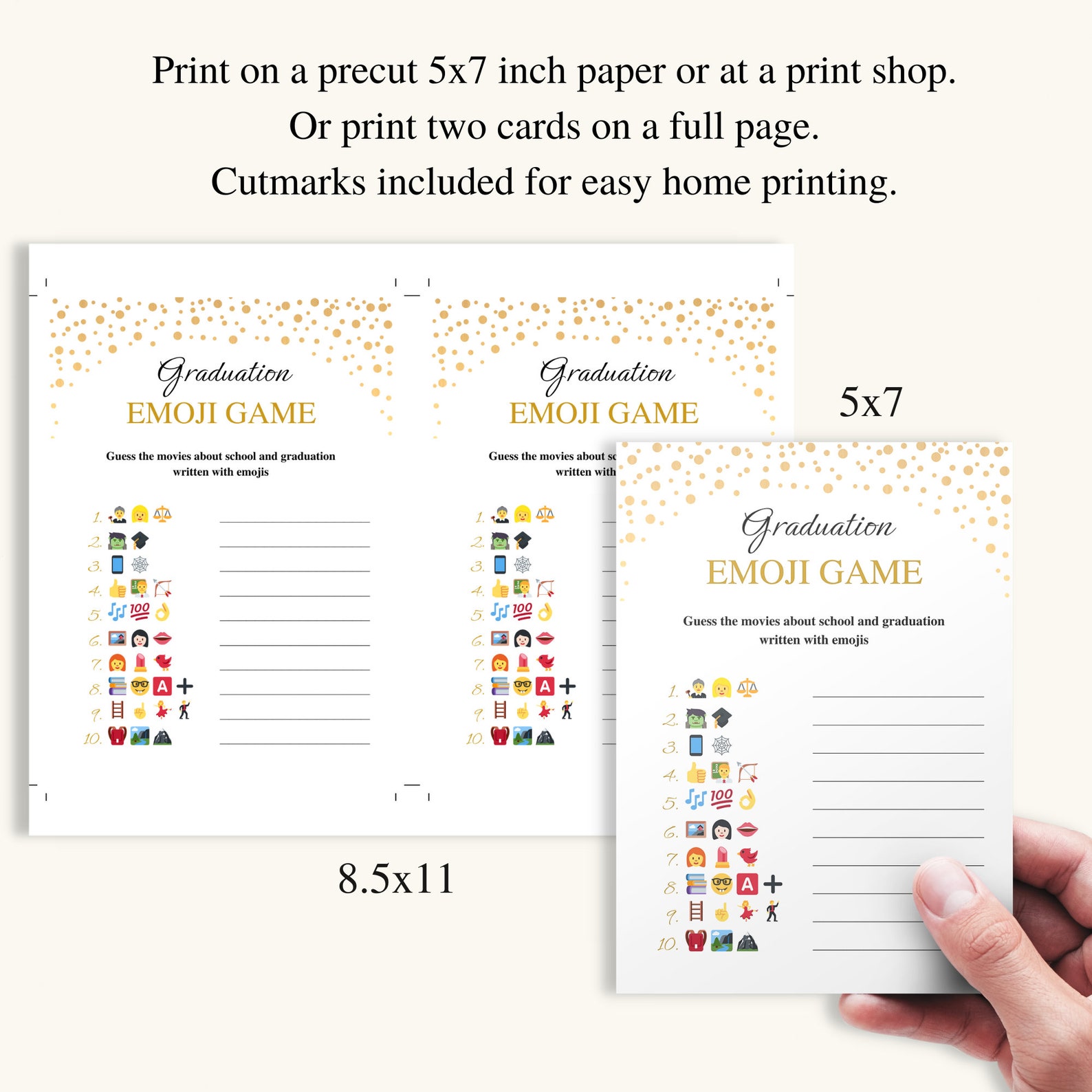 10 Printable Graduation Party Games, Gold Graduation Game Pack, Fun ...