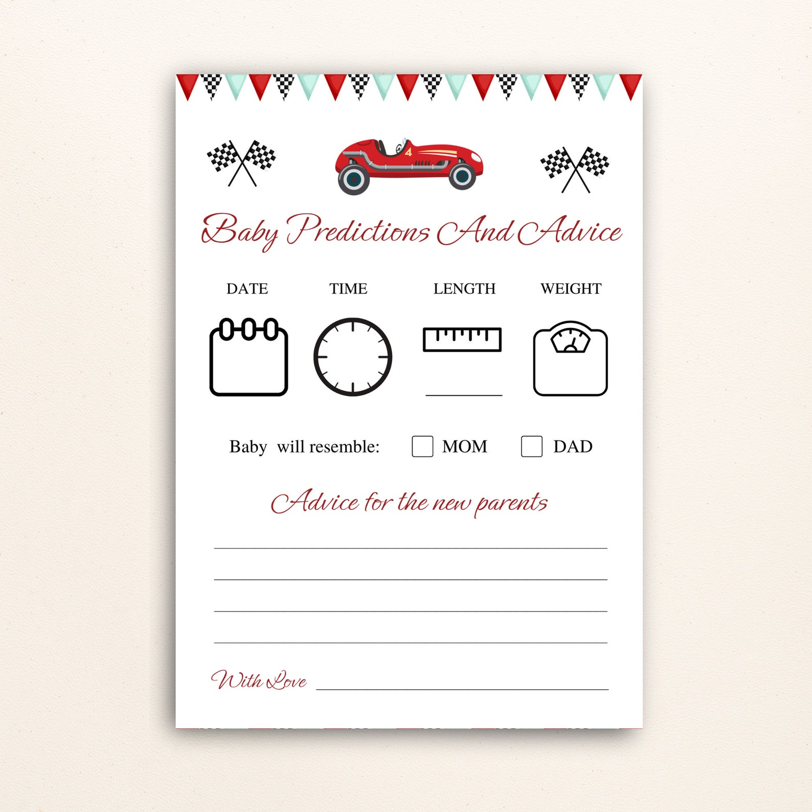 16 Printable Racing Baby Shower Games | Race Car Baby Shower Game ...
