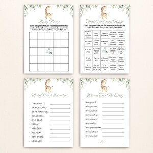 16 Printable Giraffe Baby Shower Games | Safari Baby Shower Game Bundle ...