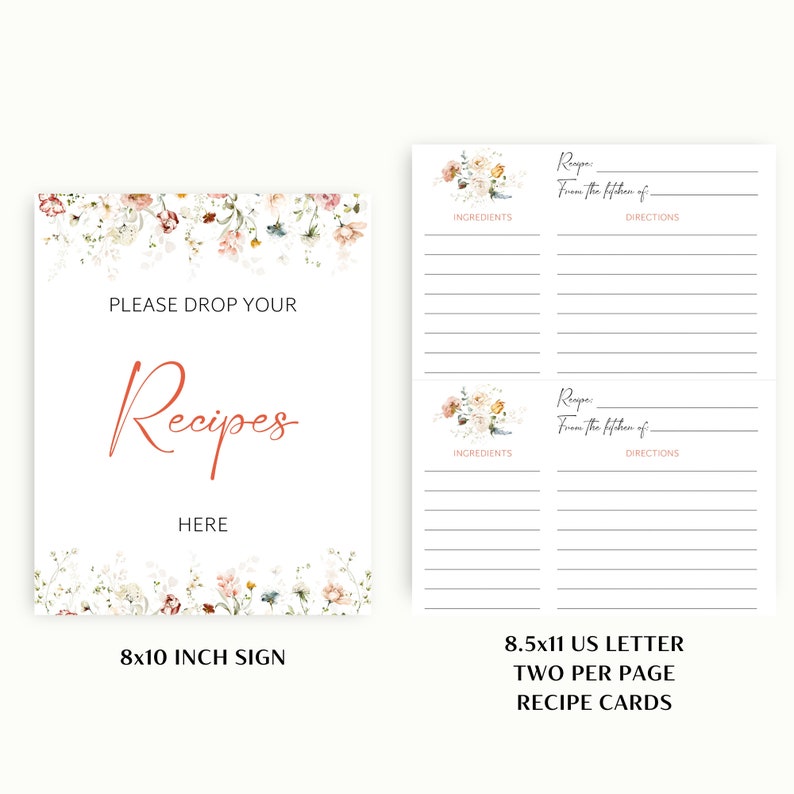 20 Printable Wildflower Bridal Shower Signs 8x10 Bridal Shower Table ...