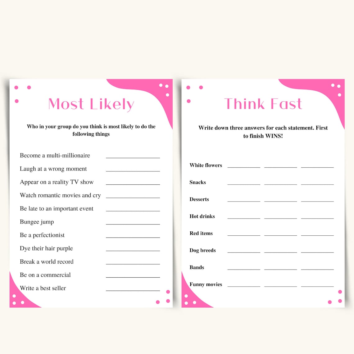 8 Printable Slumber Party Games Sleepover Party Games for Girls ...