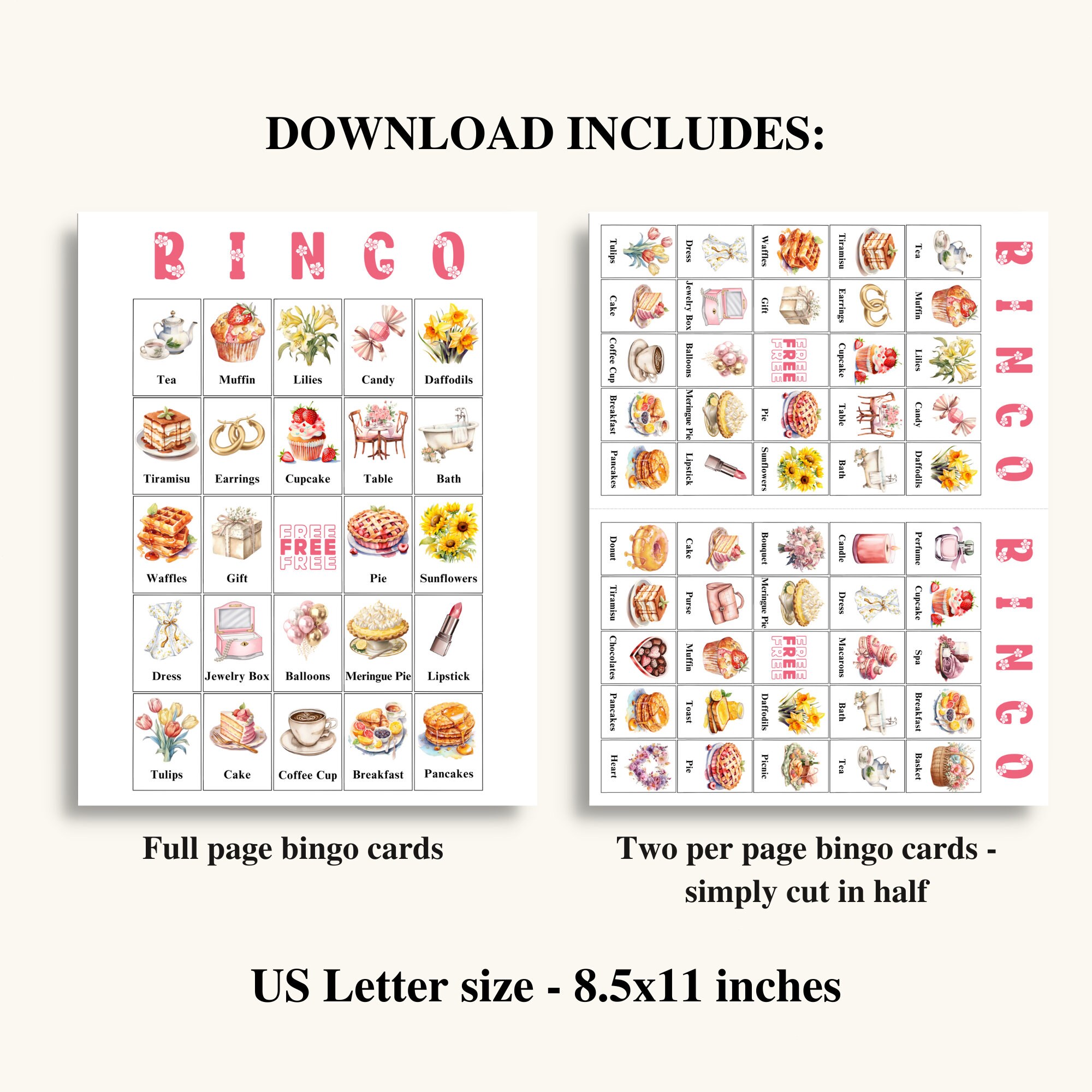 50 Printable Mother's Day Bingo Cards Mothers Day Picture Bingo Mothers ...