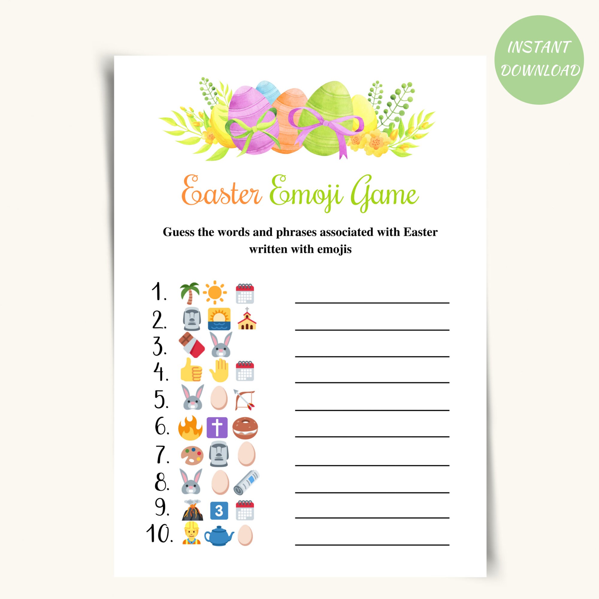 Printable Easter Emoji Game, Easter Game for Office Party, Easter Game ...