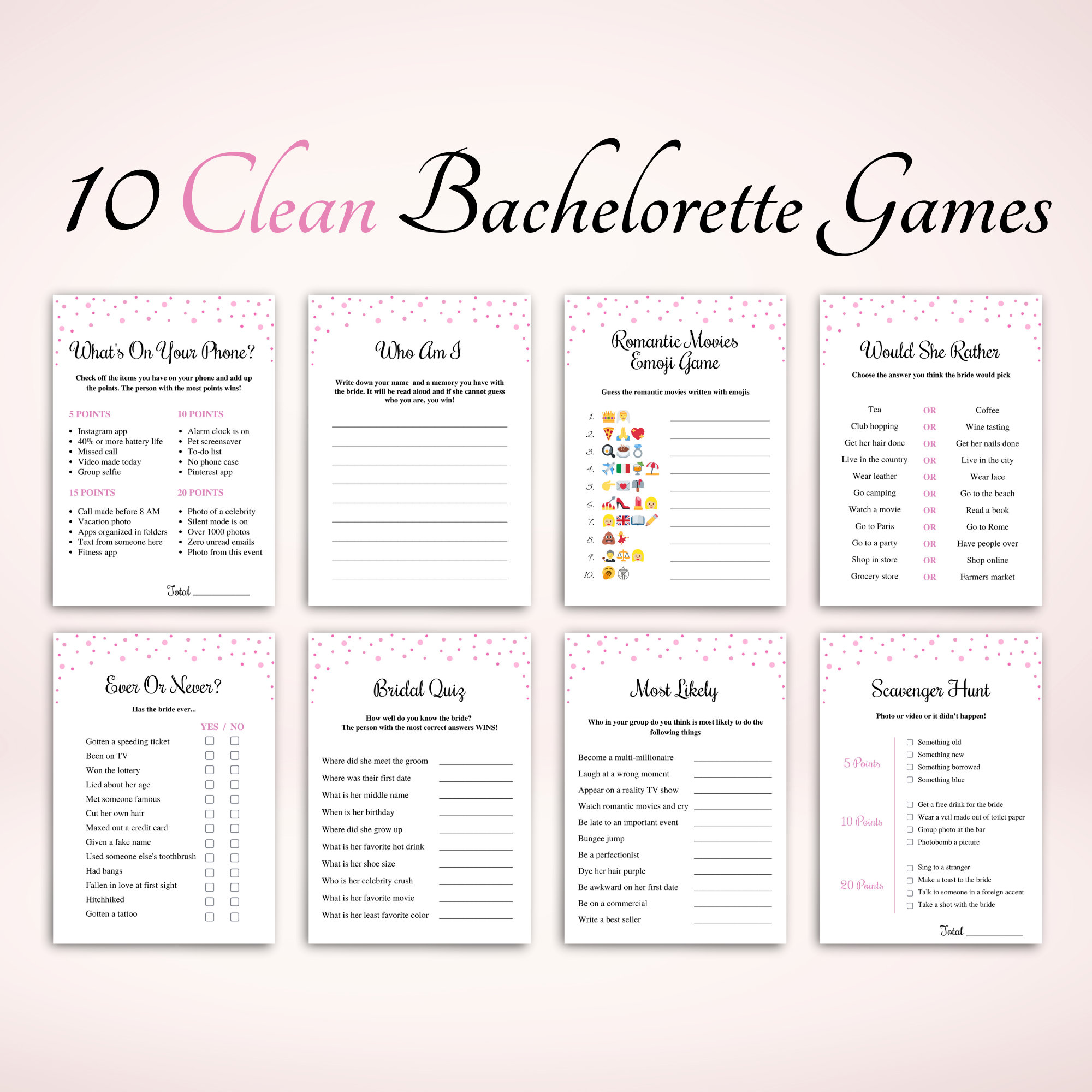 Bachelorette Party Games Clean