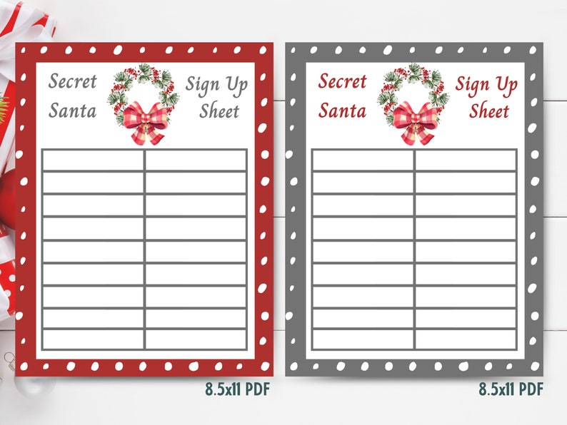 Free Printable Christmas Sign Up Sheet