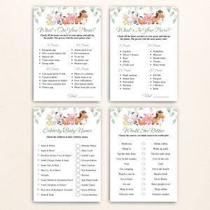 16 Printable Farm Animals Baby Shower Games, Barnyard Baby Shower Game ...