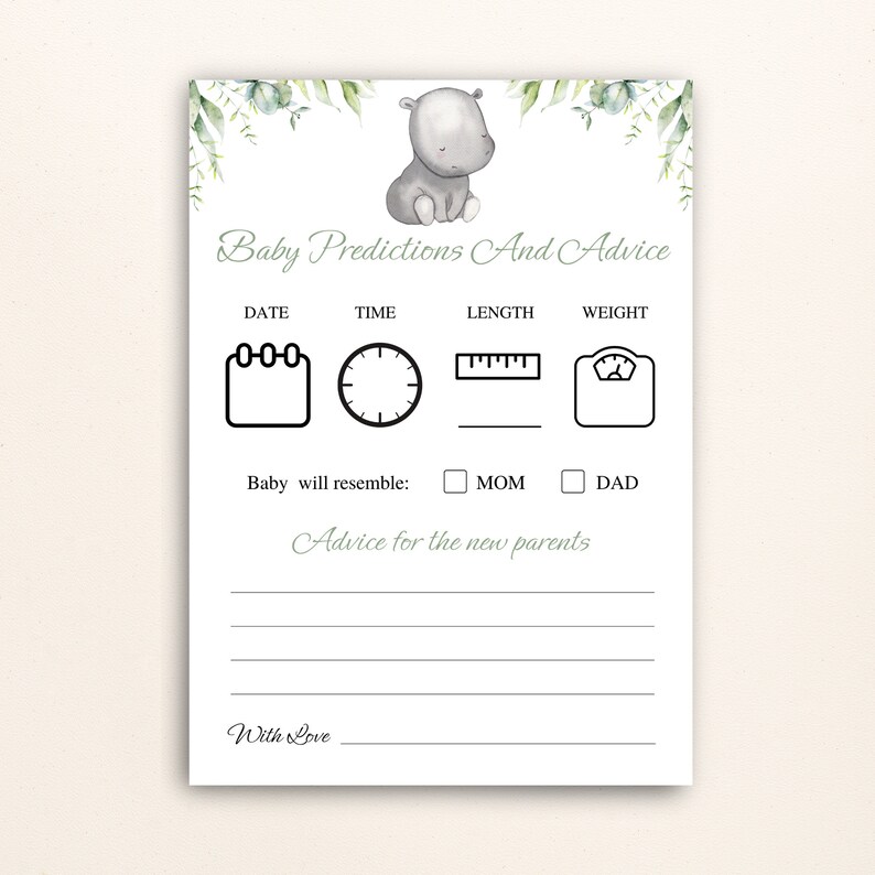 16 Printable Hippo Baby Shower Games Jungle Baby Shower Game Bundle ...