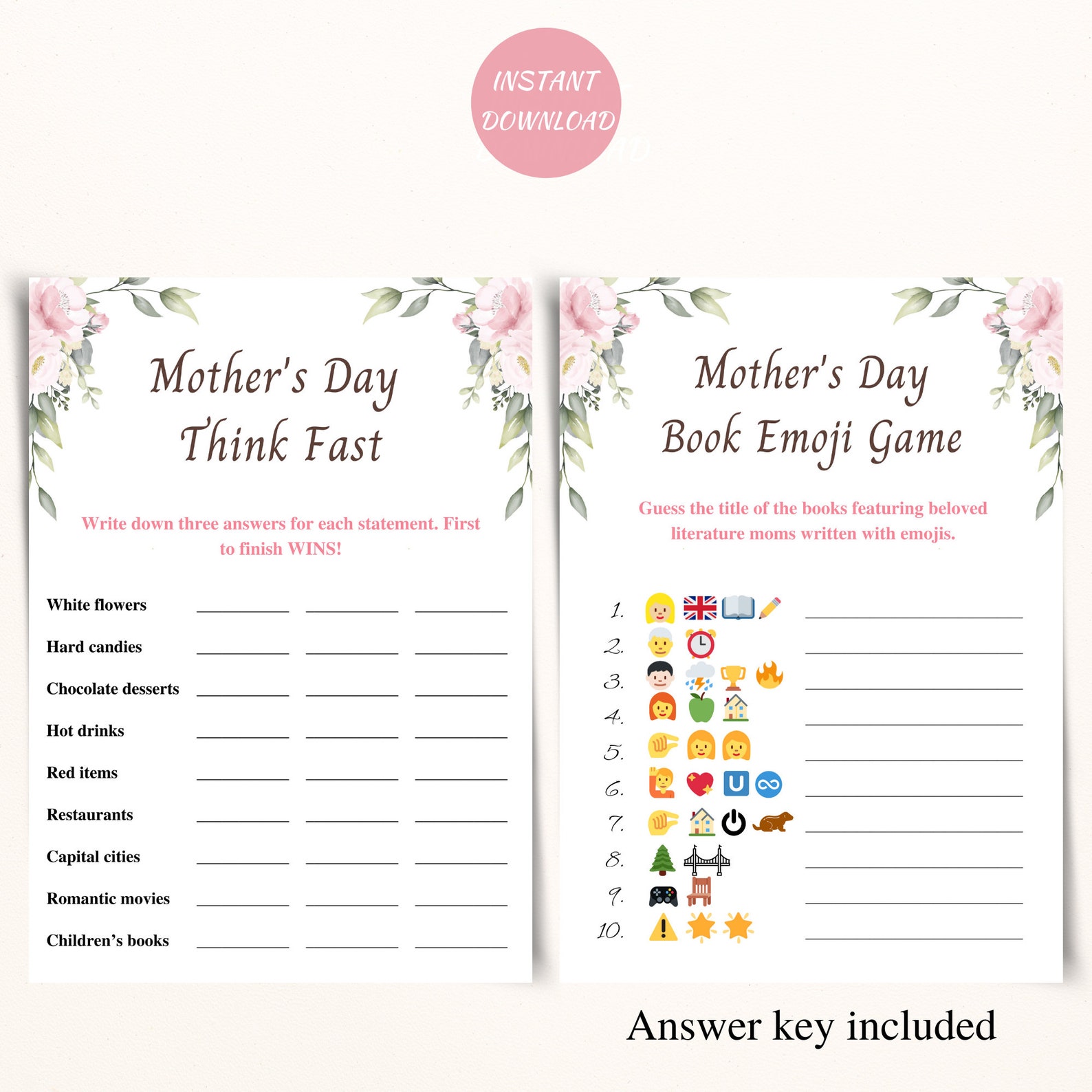 Printable Mother’s Day Game Bundle, Mother’s Day Games for Mother’s Day ...