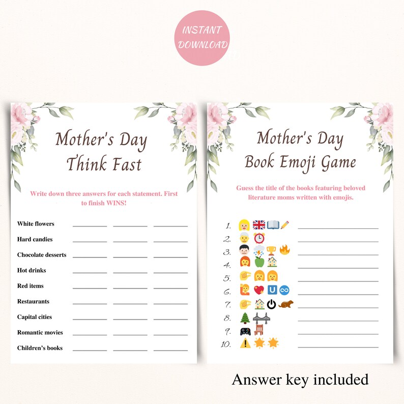 Printable Mother’s Day Game Bundle, Mother’s Day Games for Mother’s Day ...