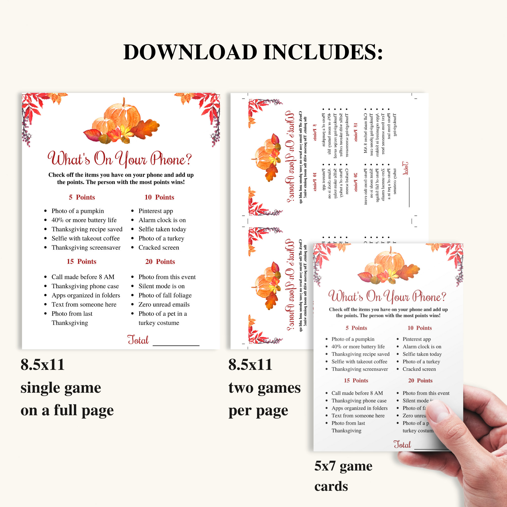 Printable Thanksgiving What’s on Your Phone Game, Friendsgiving Game ...