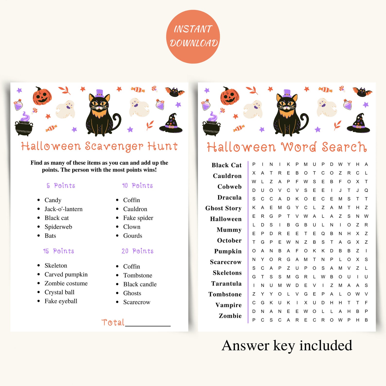 8 Printable Halloween Party Games Family Halloween Game Bundle Kids ...