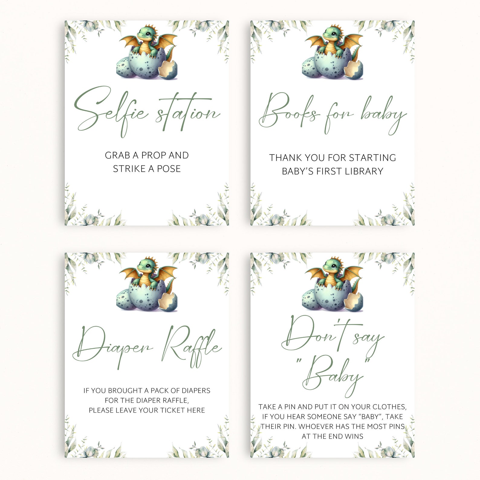 16 Printable Dragon Baby Shower Table Signs 8x10 Baby Shower Sign ...