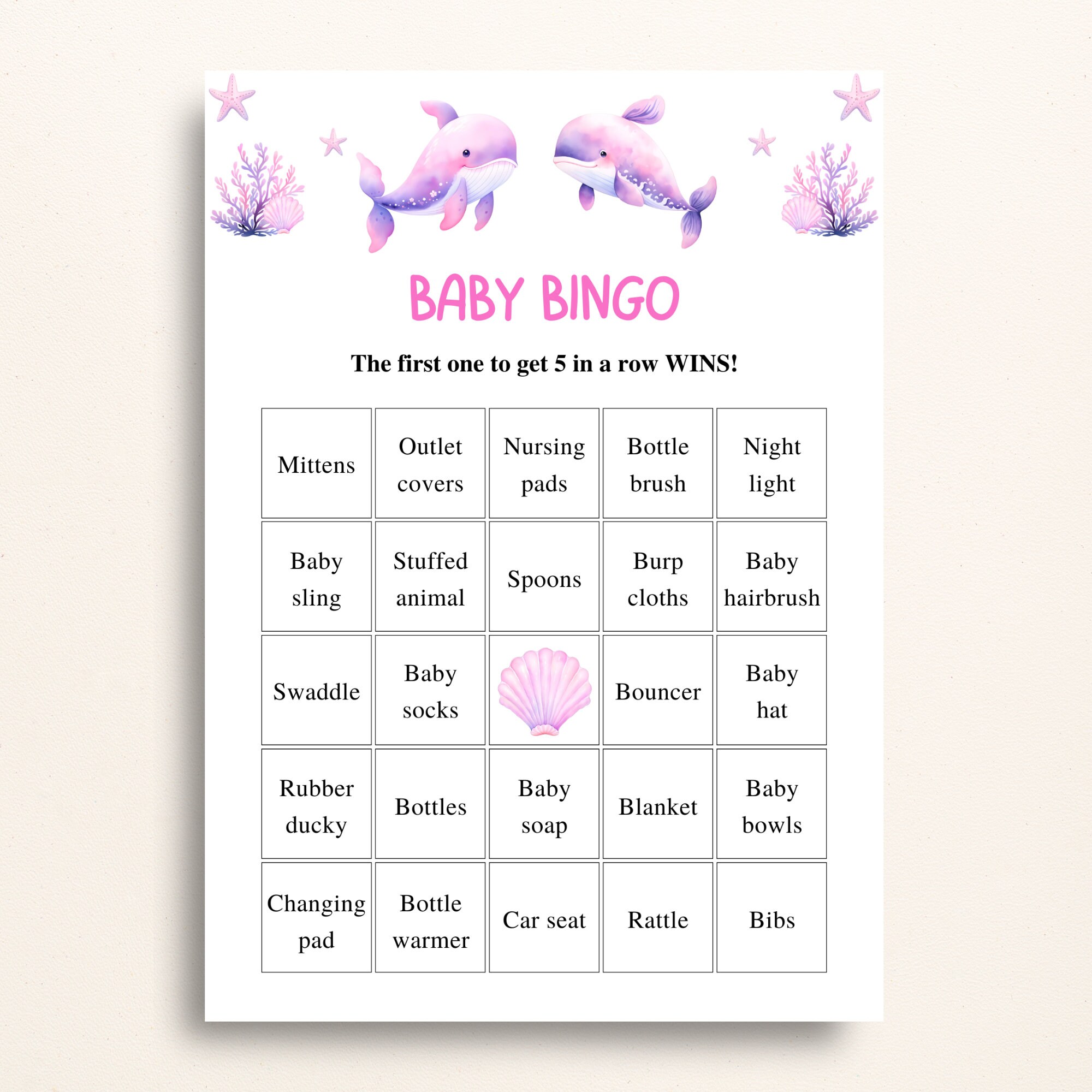 30 Printable Under the Sea Baby Shower Bingo Cards 5x7'' Prefilled Baby ...