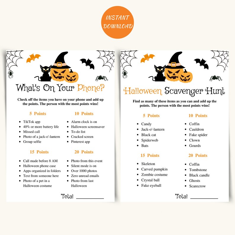 Printable Halloween Party Games, Halloween Game Bundle, Orange and ...