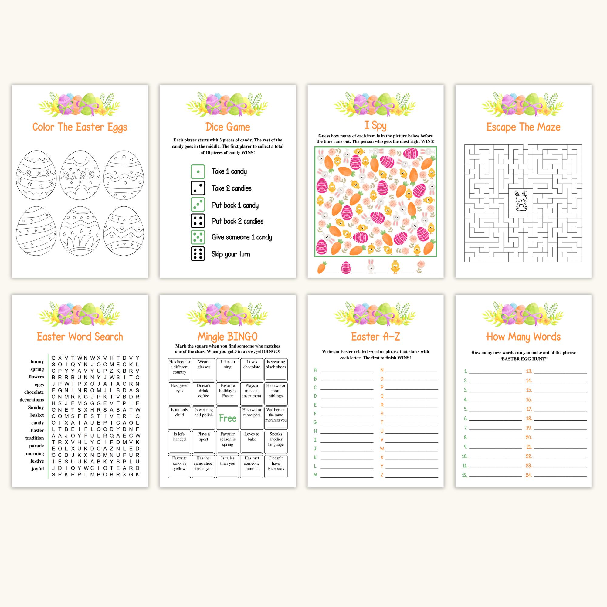 20 Printable Easter Games, Fun Easter Party Games, Easter Game Bundle ...