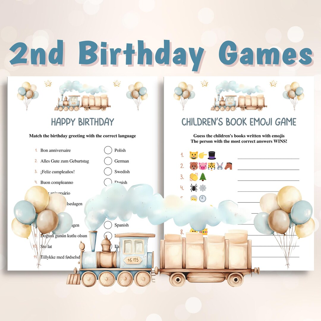 12 Printable Chuga Chuga Two Two Birthday Games, Second Birthday Party ...