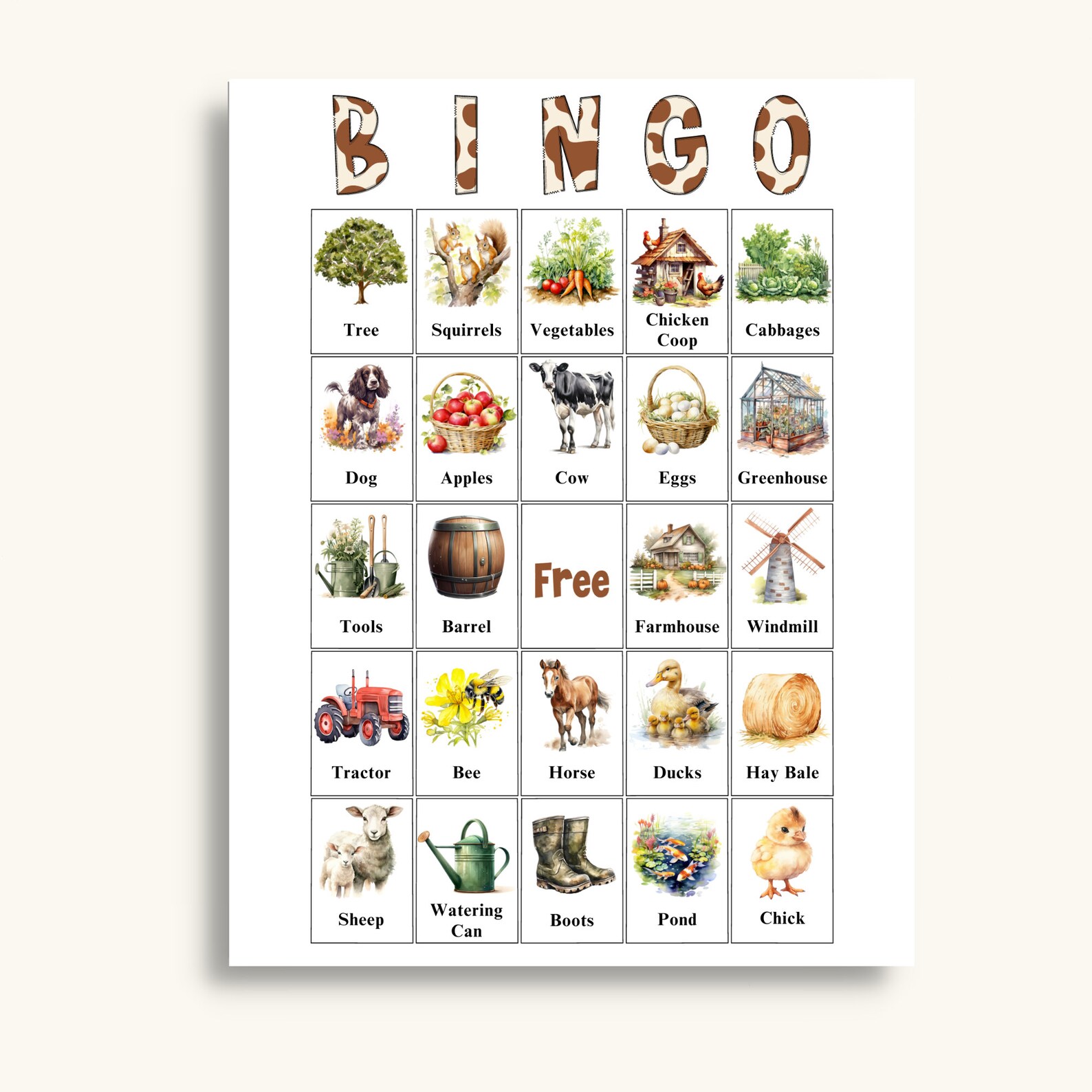 50 Printable Farm Bingo Cards Farm Themed Picture Bingo - Etsy