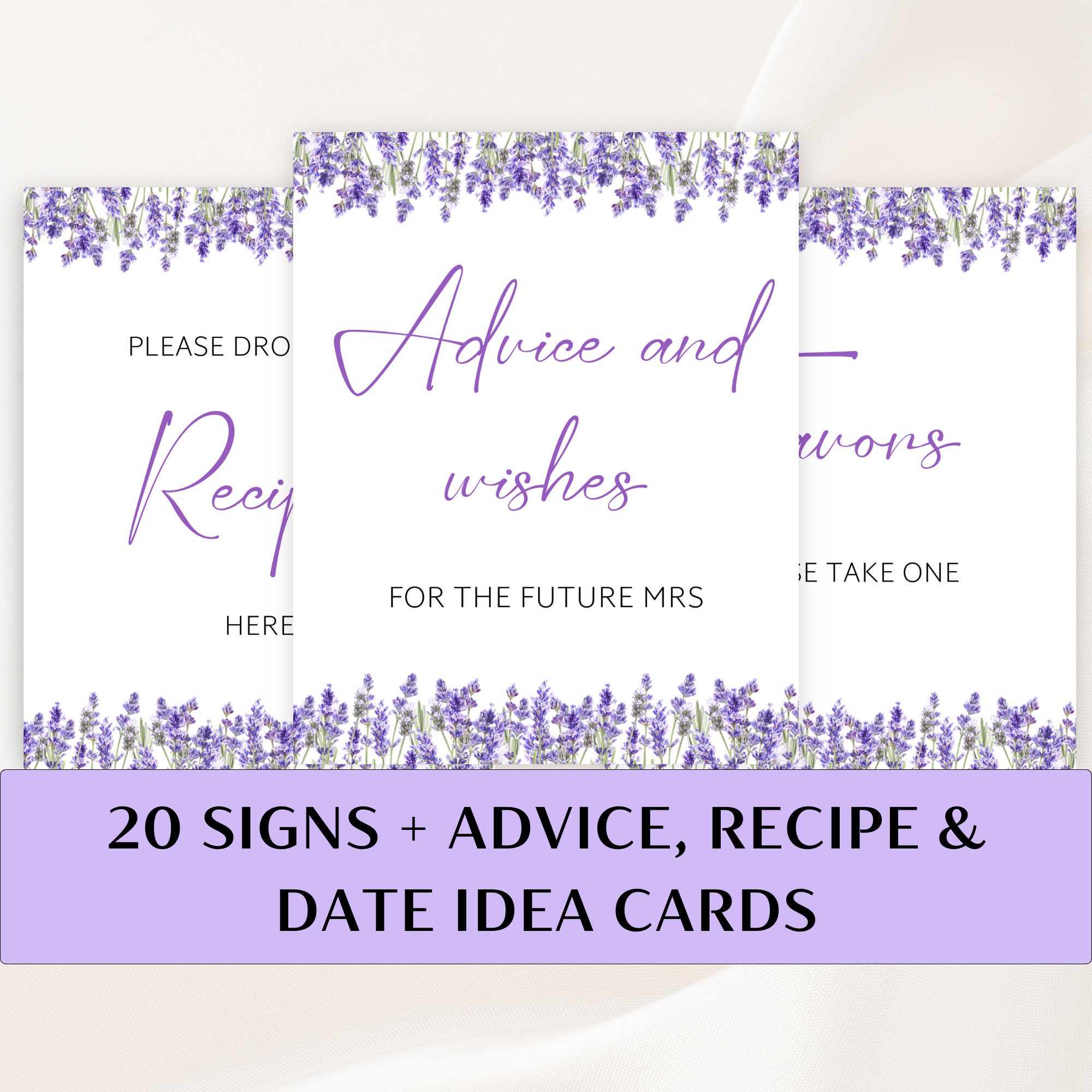 20 Printable Lavender Bridal Shower Signs 8x10 Bridal Shower - Etsy