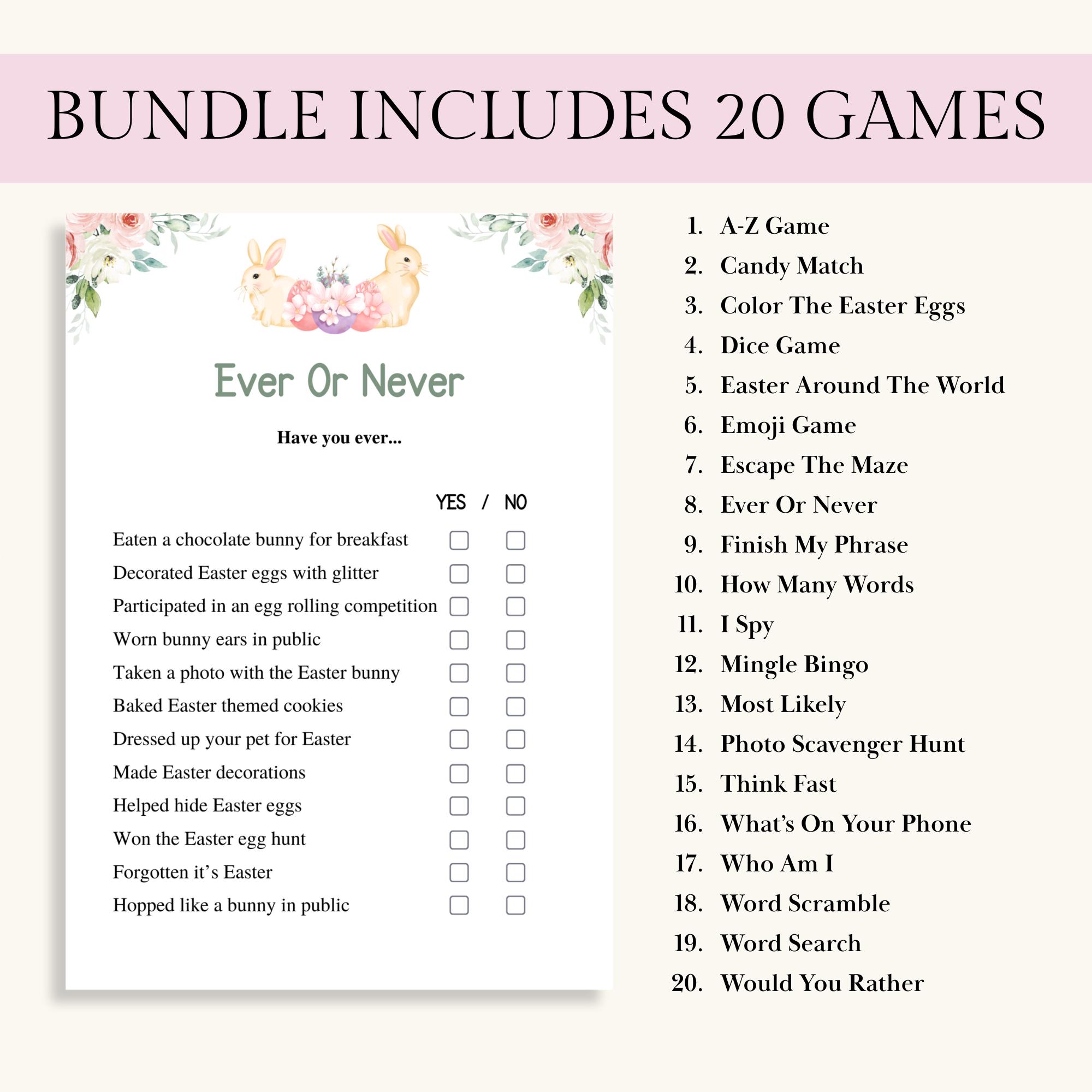 20 Printable Easter Games, Fun Easter Party Games, Easter Games for ...