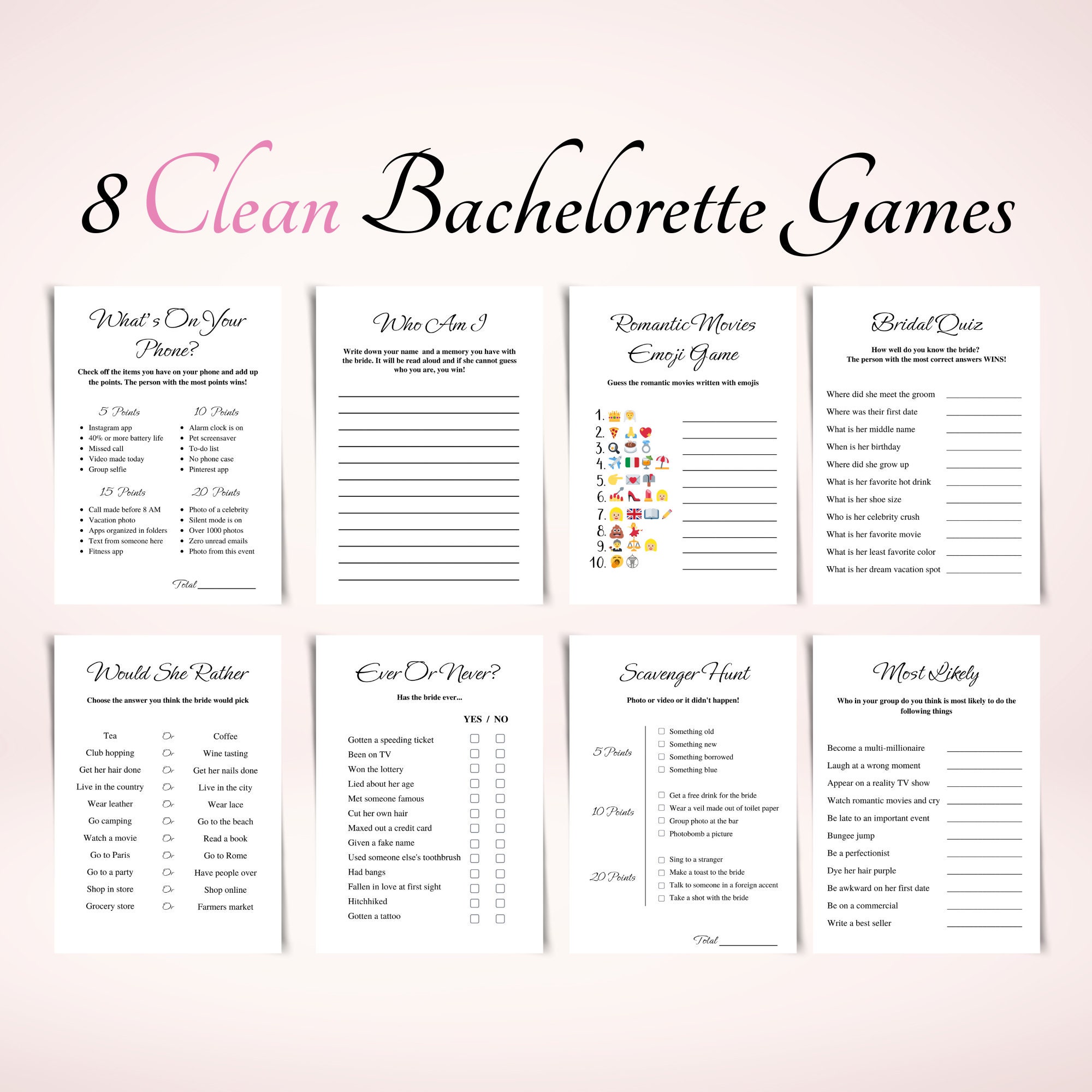 Clean Bachelorette Party Games Printable Bachelorette Game 