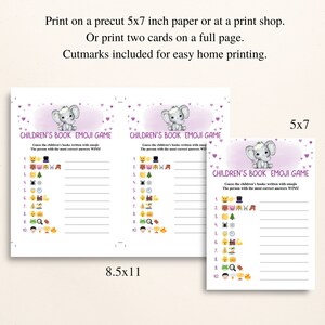 16 Printable Elephant Baby Shower Games, Purple Baby Shower Game Bundle ...