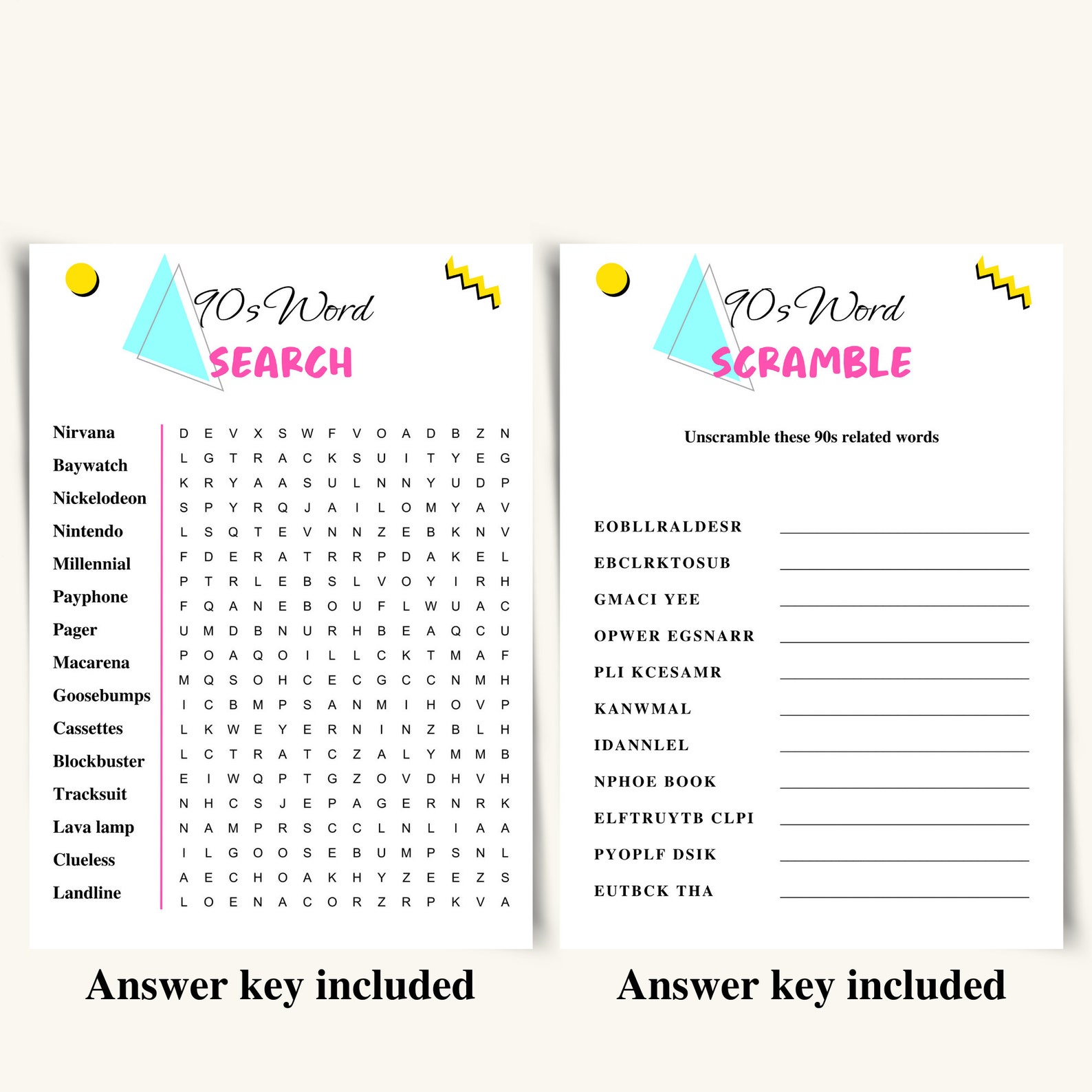 10 Printable 90s Themed Party Games 90s Party Game Bundle 90s Themed ...