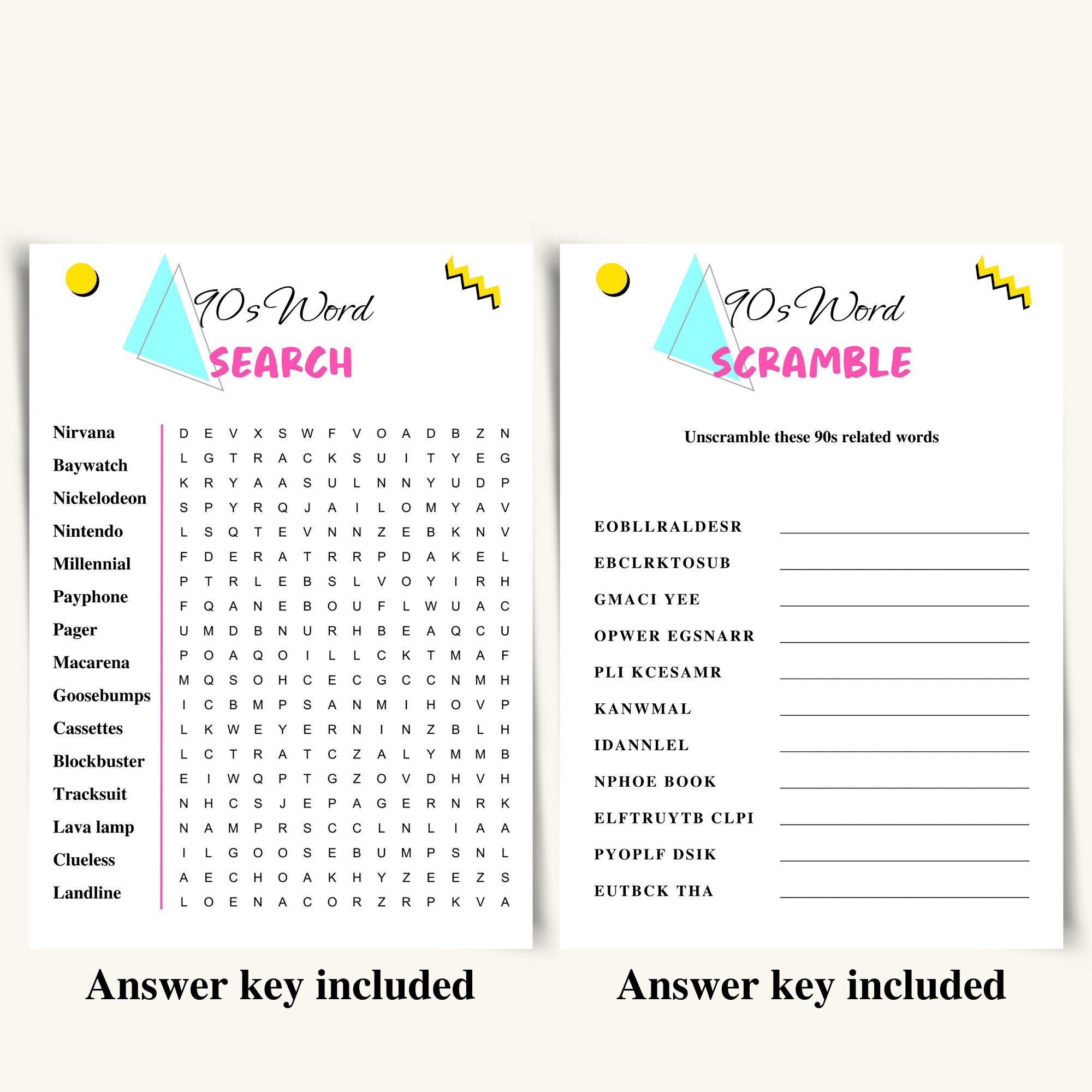 10 Printable 90s Themed Party Games 90s Party Game Bundle 90s Themed ...