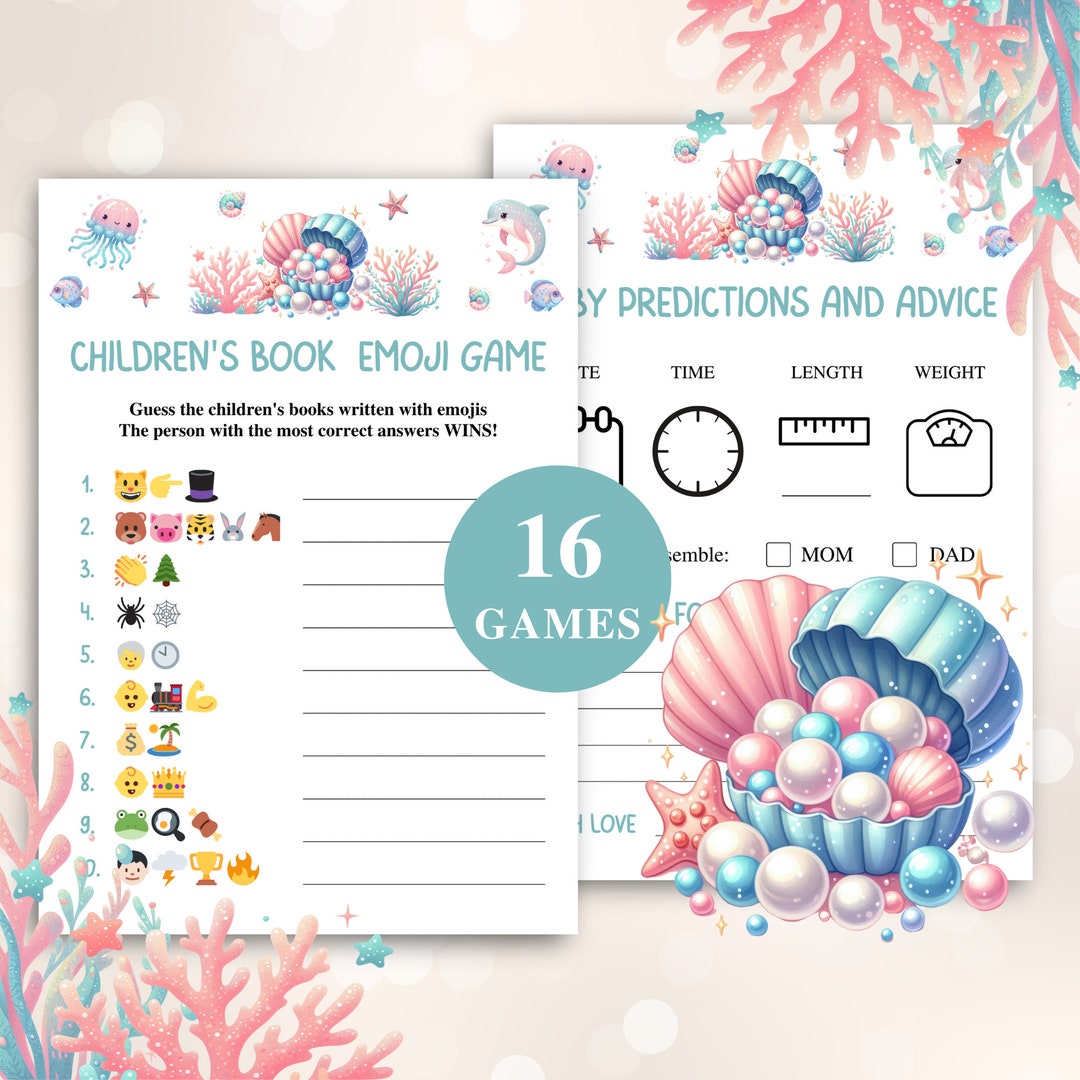 16 Printable Ocean Baby Shower Games | Under the Sea Baby Shower Game ...