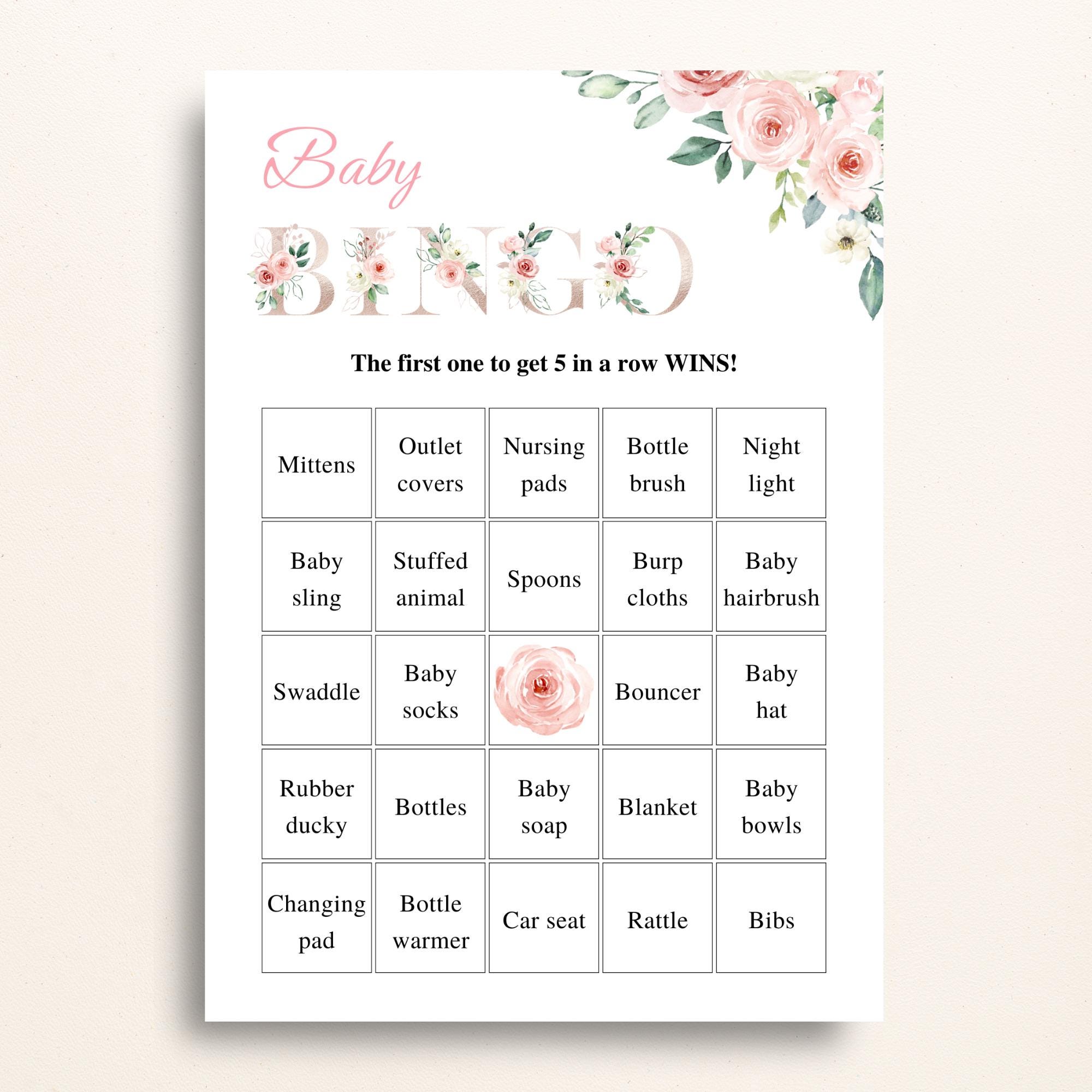 100 Printable Floral Baby Shower Bingo Cards, Prefilled Baby Shower ...