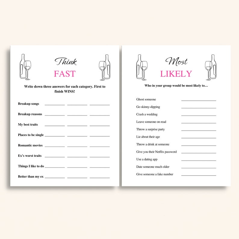 10 Printable Divorce Party Games, Divorce Celebration Game Bundle ...