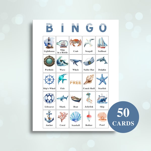 Nautical Bingo Cards - Etsy