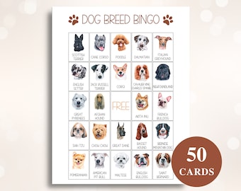 50 Printable Cat Breed Picture Bingo Cards, Cat Birthday Party Games ...