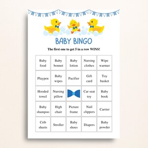 100 Printable Rubber Ducky Baby Shower Bingo Cards, Prefilled Baby ...