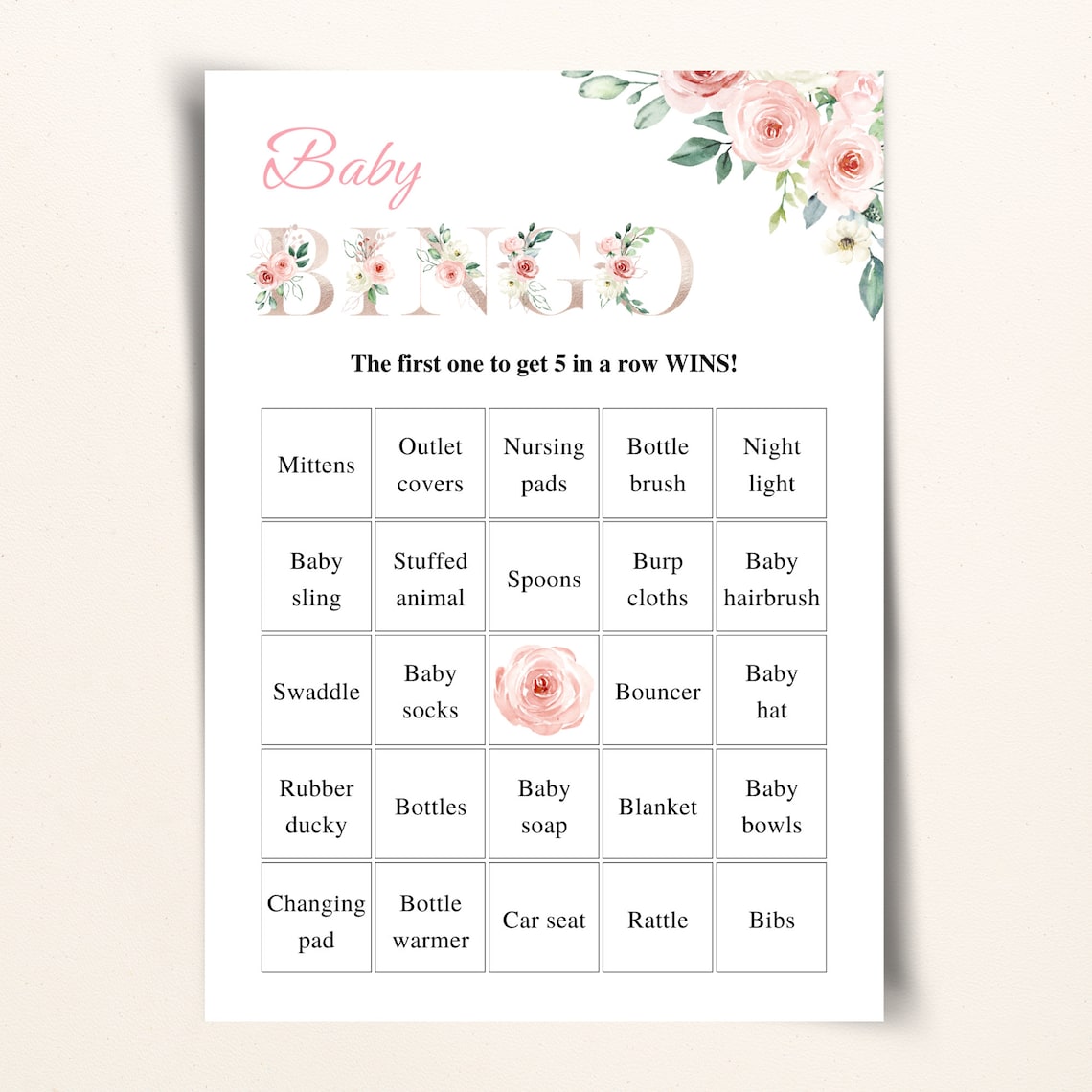 30 Printable Prefilled Baby Shower Bingo Cards, Floral Baby Shower ...