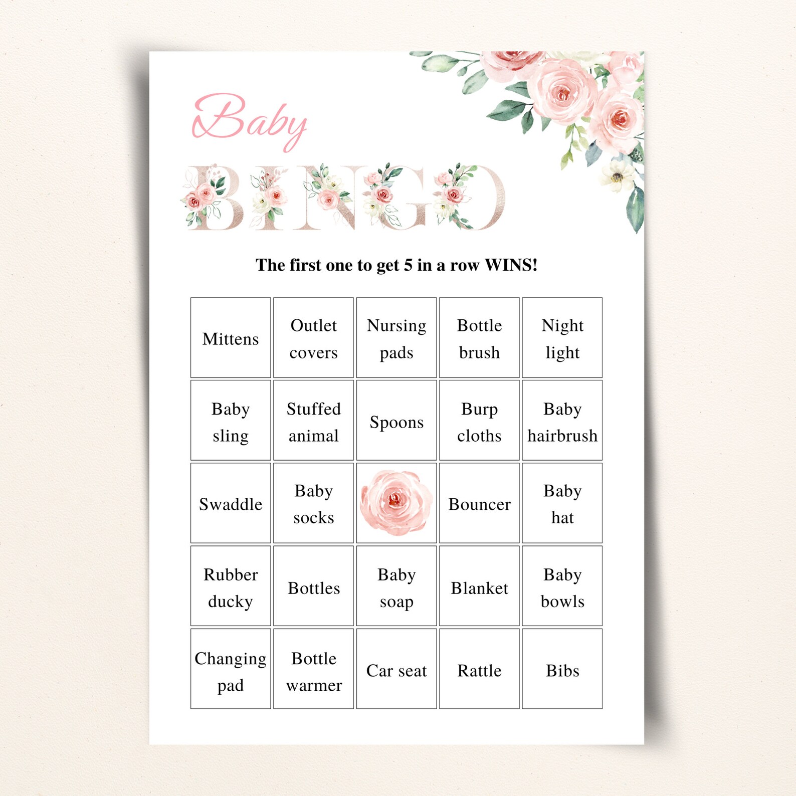 30 Printable Prefilled Baby Shower Bingo Cards, Floral Baby Shower ...