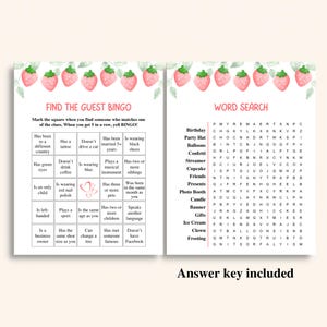 12 Printable Berry First Birthday Games, Strawberry First Birthday ...