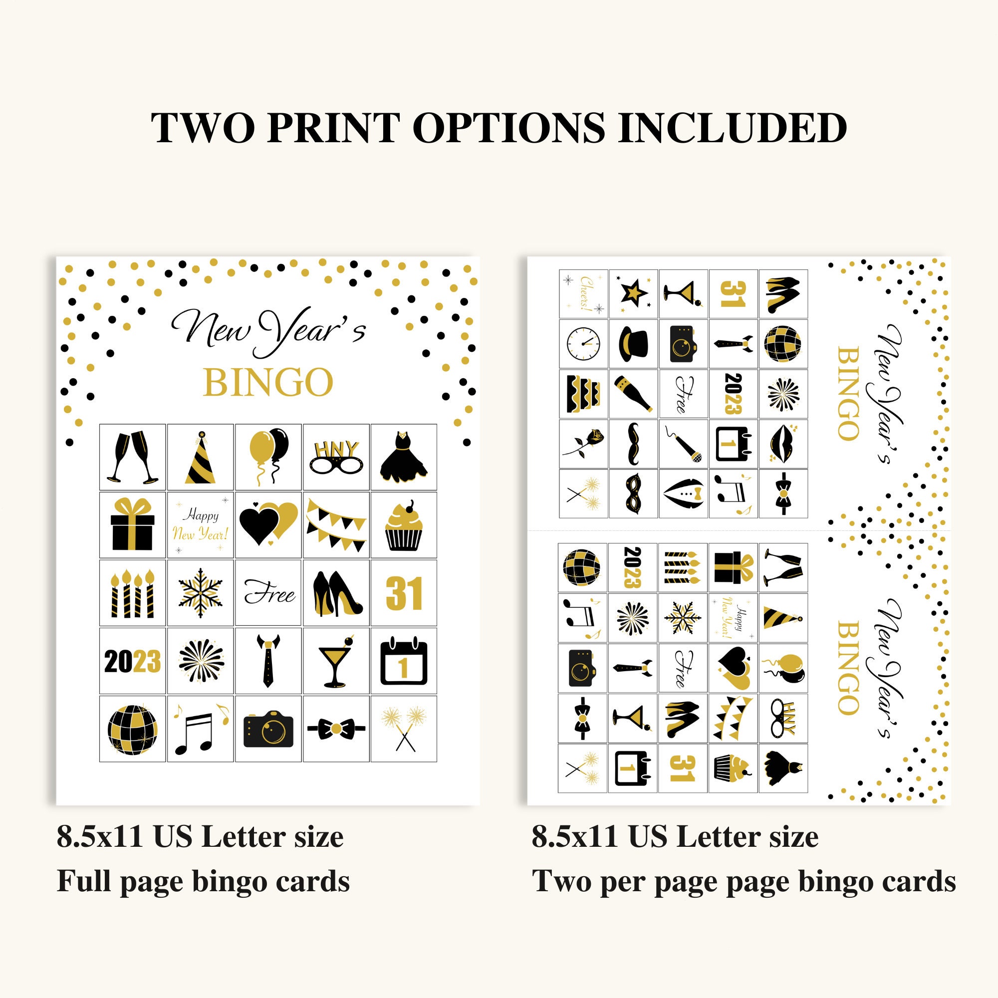 30 Printable New Years Bingo Cards New Years Eve Games New Years Bingo ...