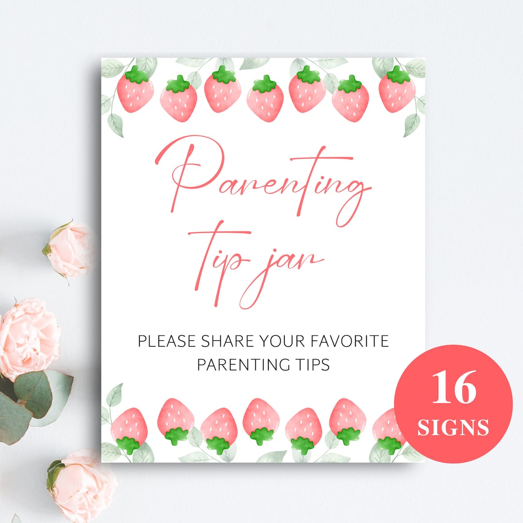 16 Printable Strawberry Baby Shower Table Signs | 8x10 Baby Shower Sign ...