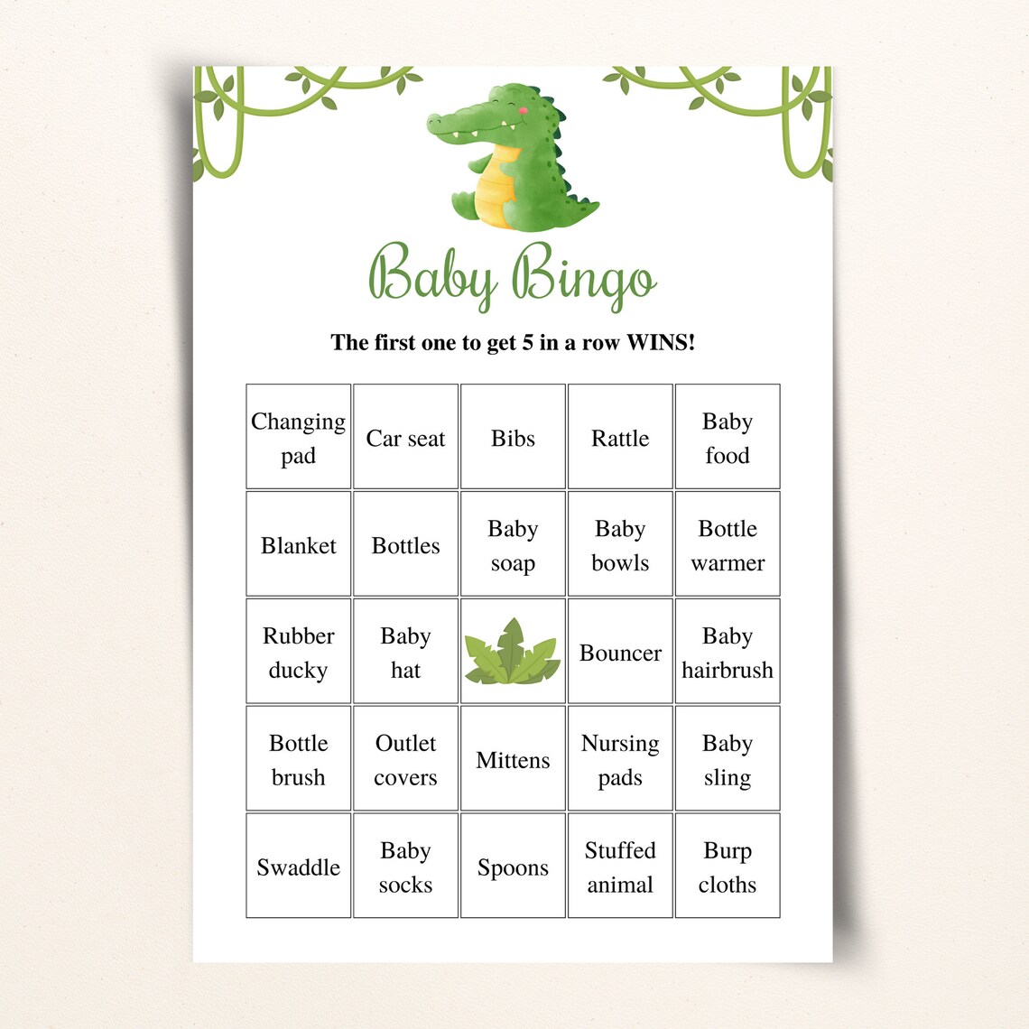 30 Printable Alligator Baby Shower Bingo Cards 5x7 Prefilled - Etsy
