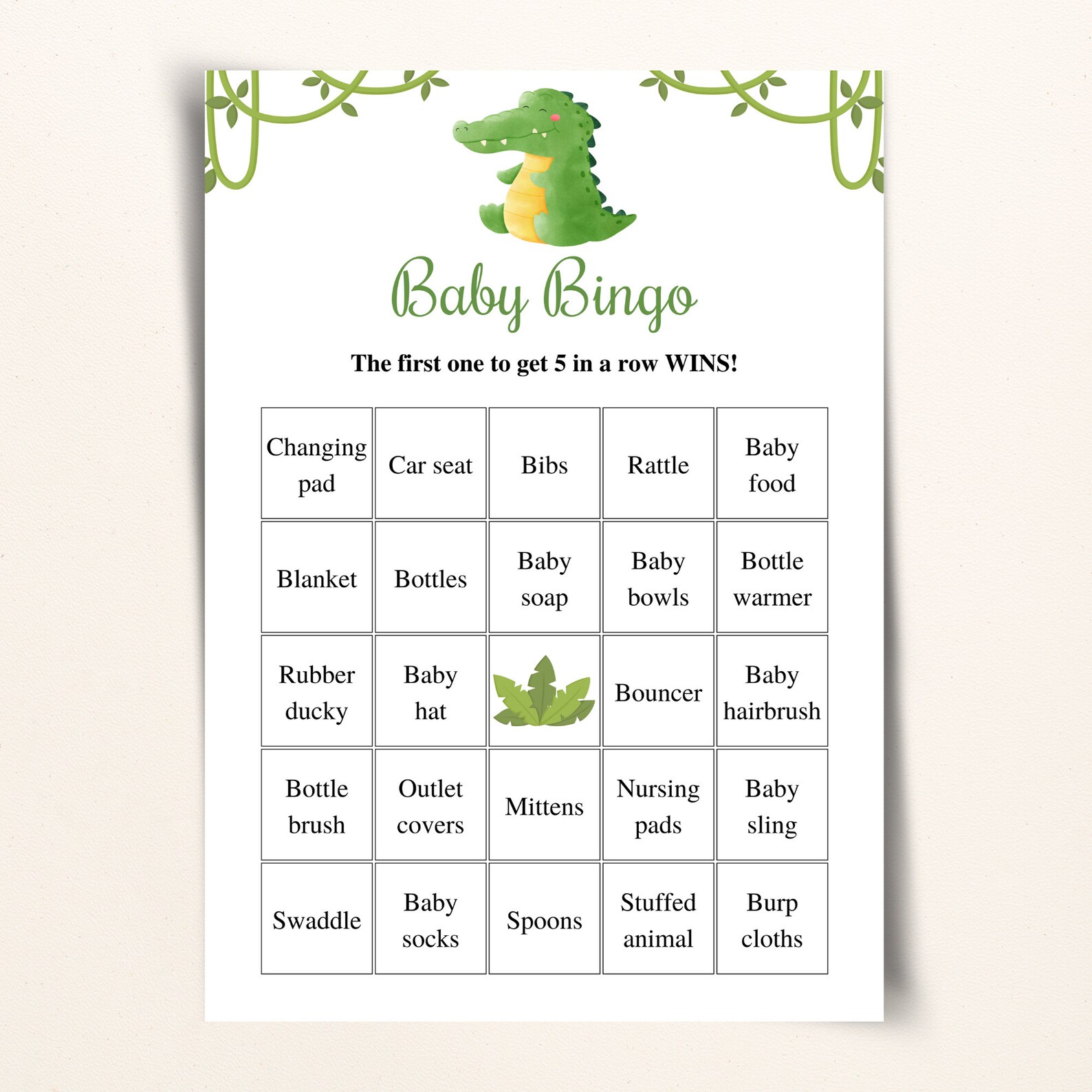 30 Printable Alligator Baby Shower Bingo Cards 5x7 Prefilled - Etsy