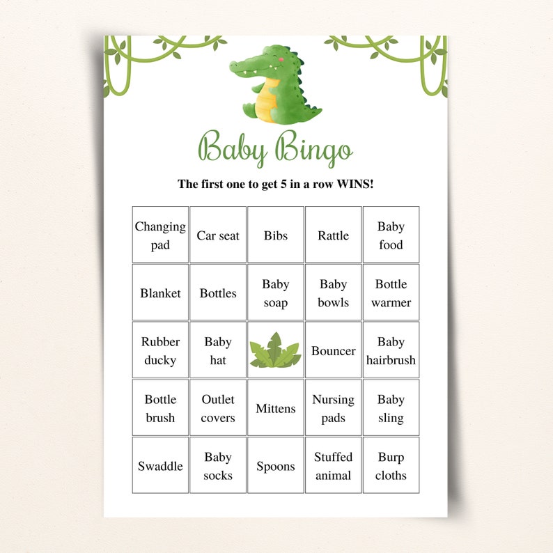 30 Printable Alligator Baby Shower Bingo Cards 5x7 Prefilled - Etsy