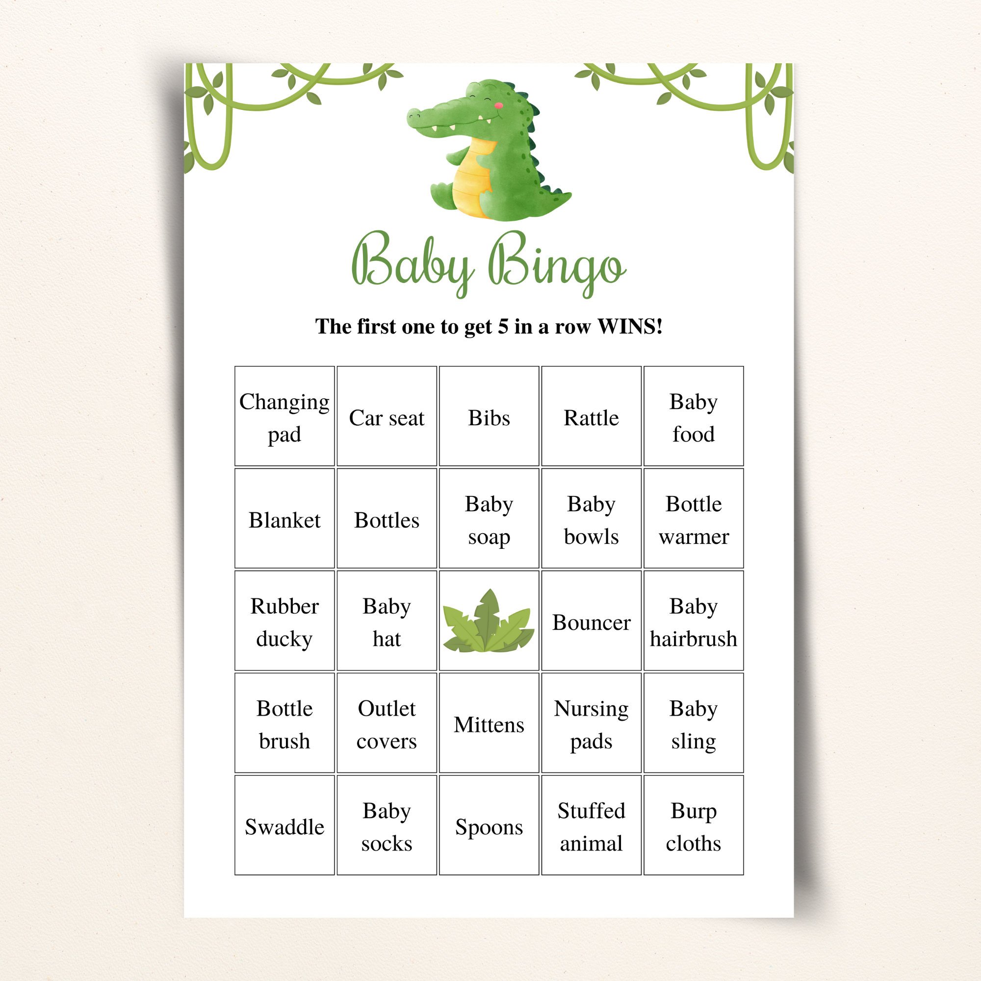 30 Printable Alligator Baby Shower Bingo Cards 5x7 Prefilled - Etsy