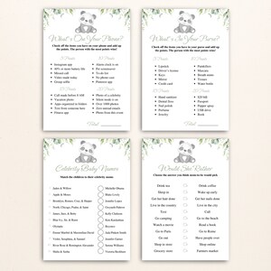 16 Printable Panda Baby Shower Games | Jungle Baby Shower Game Bundle ...