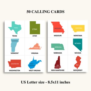 50 Printable US State Bingo Cards | States Picture Bingo | American ...