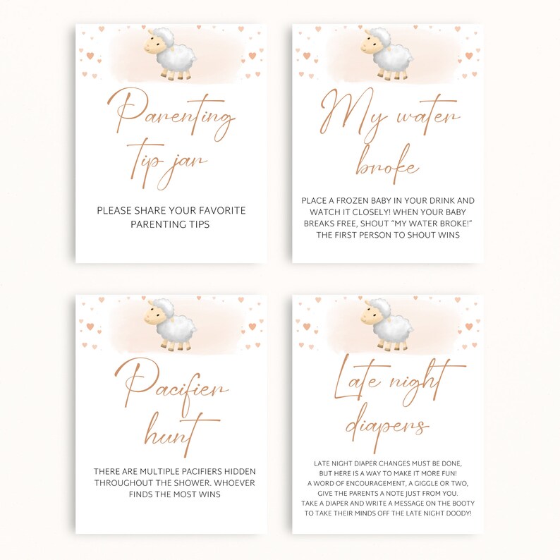 16 Printable Little Lamb Baby Shower Table Signs 8x10 Baby Shower Sign ...