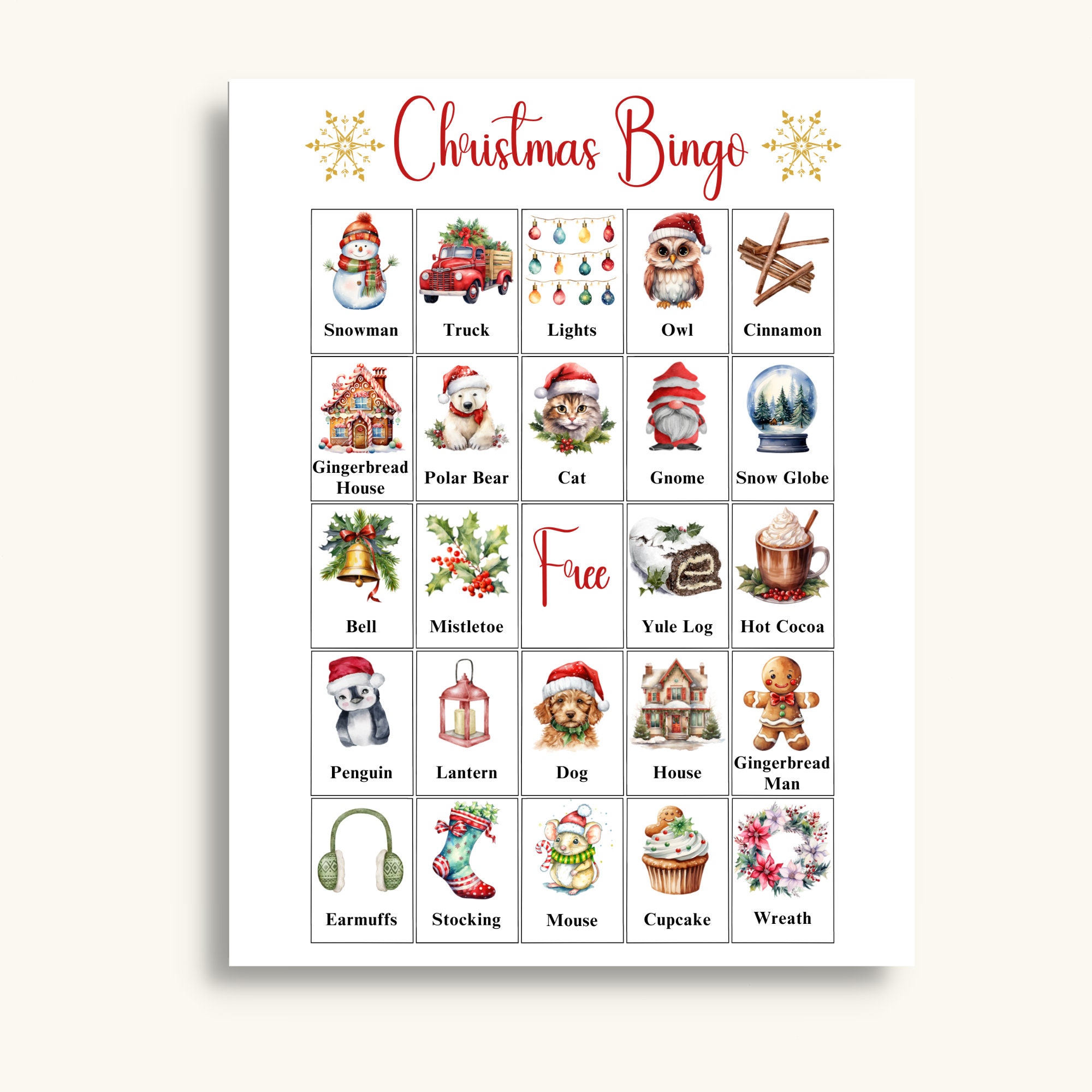 50 Printable Christmas Bingo Cards, Christmas Picture Bingo, Christmas ...