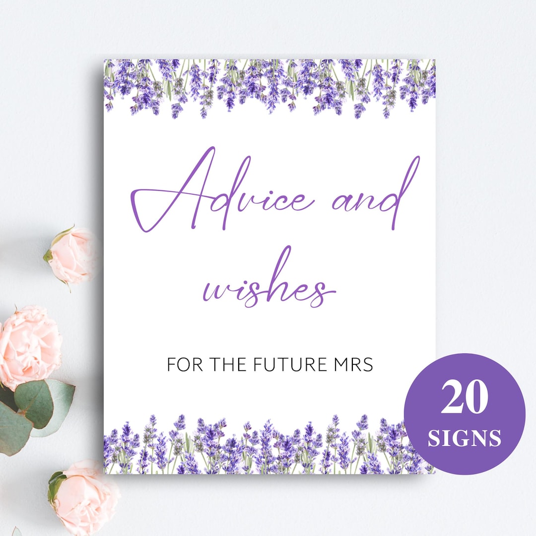 20 Printable Lavender Bridal Shower Signs | 8x10 Bridal Shower Table ...