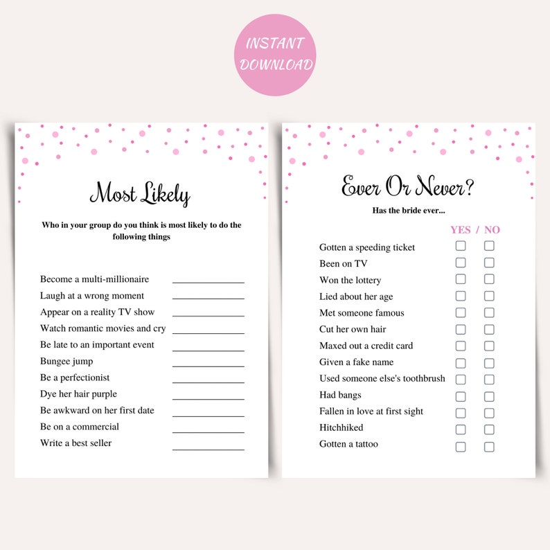 8 Clean Bachelorette Party Games Printable Bachelorette Game Etsy