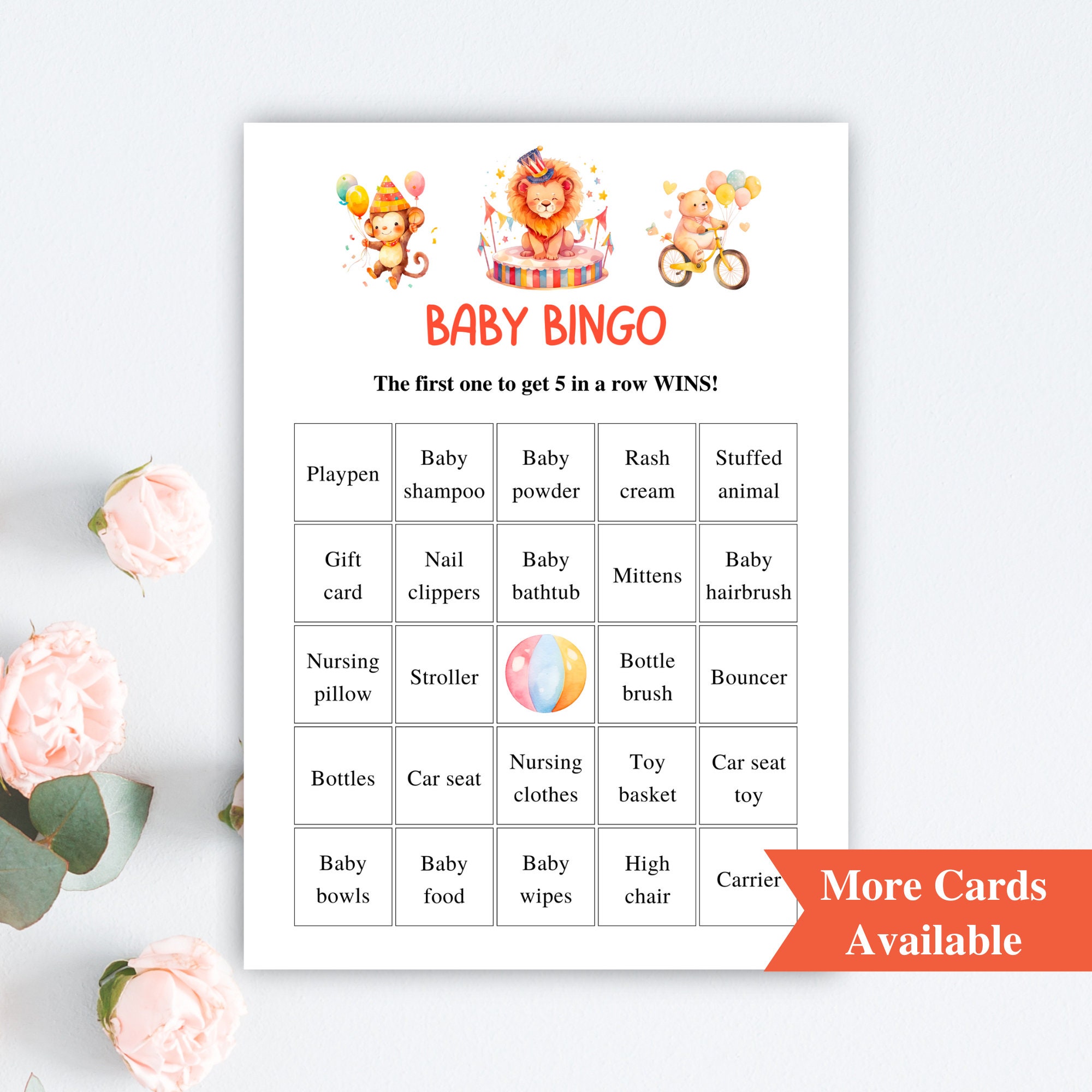 Printable Blank Bingo Baby Monkeys 200 Baby Shower Bingo Cards, Safari